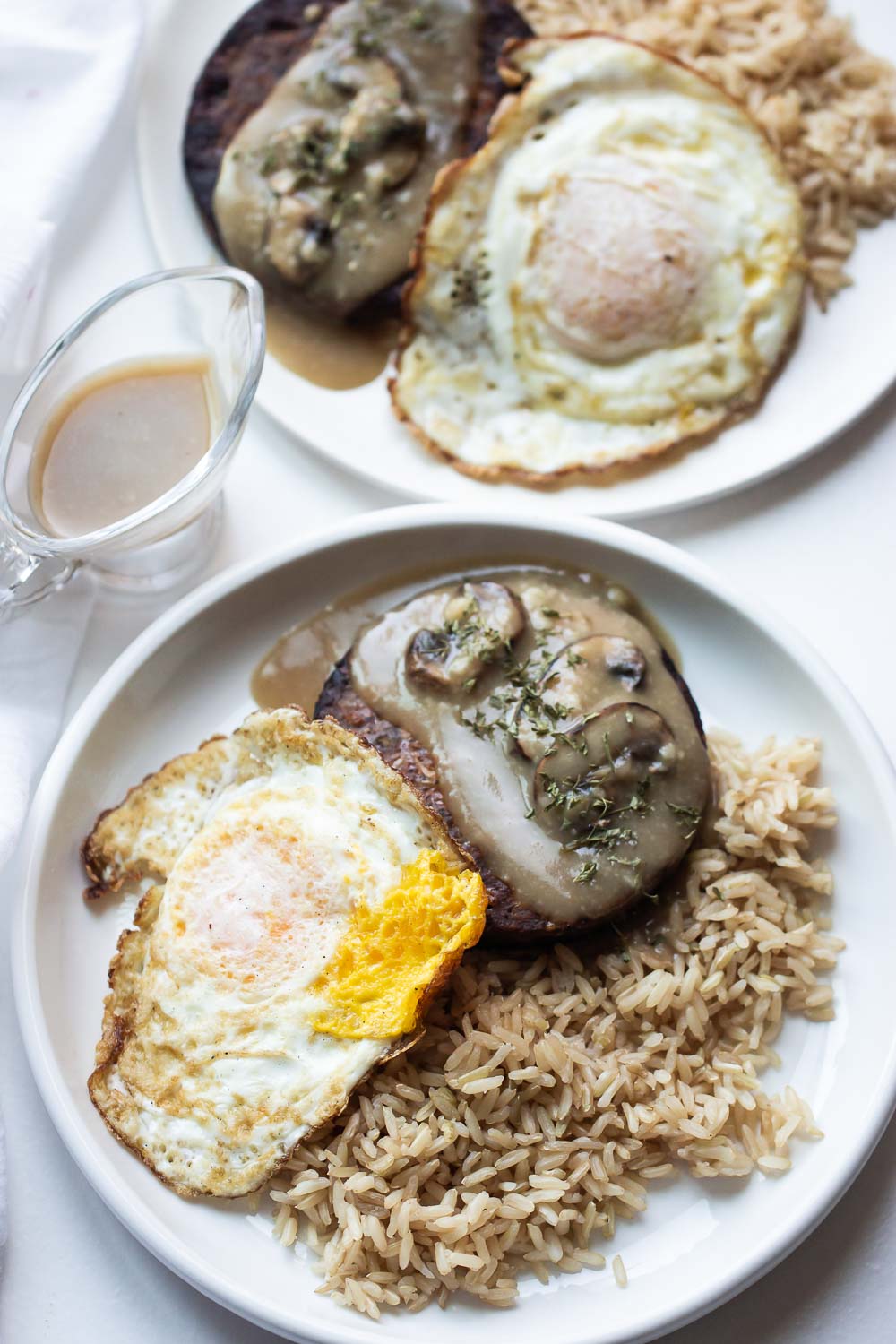 Vegetarian Loco Moco - A local Hawaiian favorite in a one-pot method.